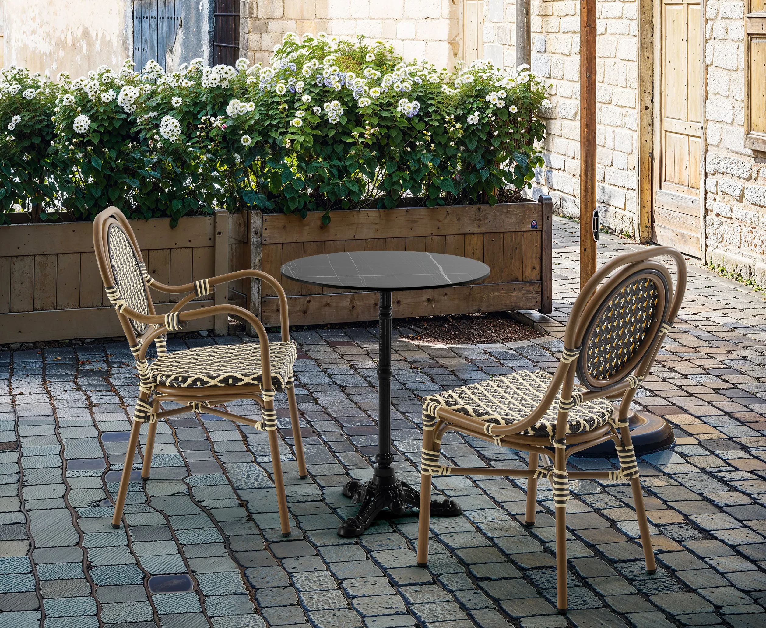 Silla en aluminio y rattan sintético FHBH001